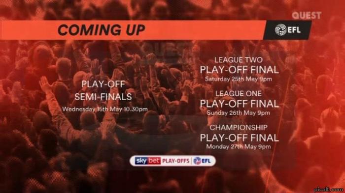 PLAY-OFF SEMI-FINALS Wednesday 15th May 10.30pm LEAGUE TWO PLAY-OFF ...