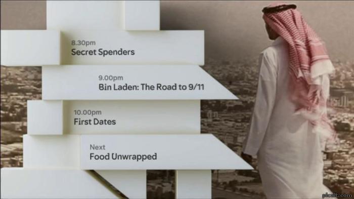 8.30pm Secret Spenders 9.00pm Bin Laden: The Road to 9/11 10.00pm First ...